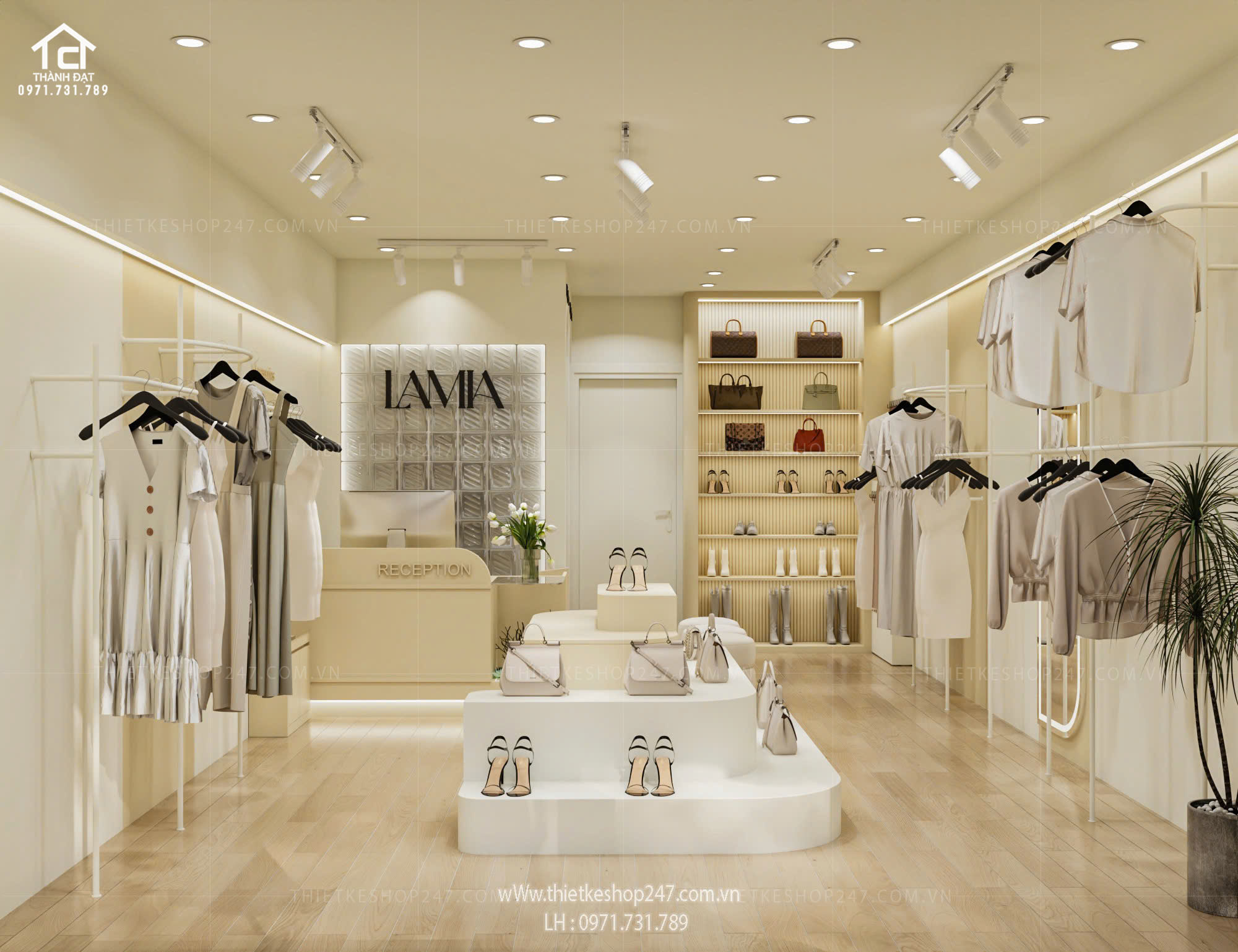 Mẫu thiết kế shop thời trang đẹp nổi bật và sang trọng – LAMIA